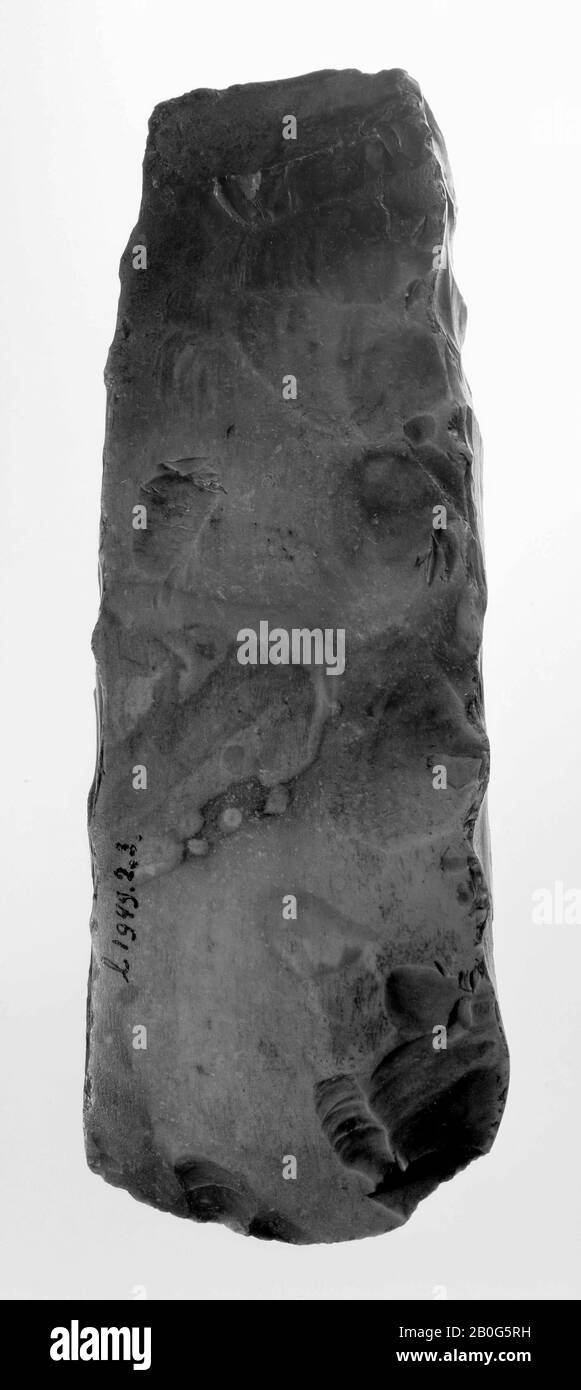 partly cut ax of gray flint, sharp, rectangular on cross-section (broad ...