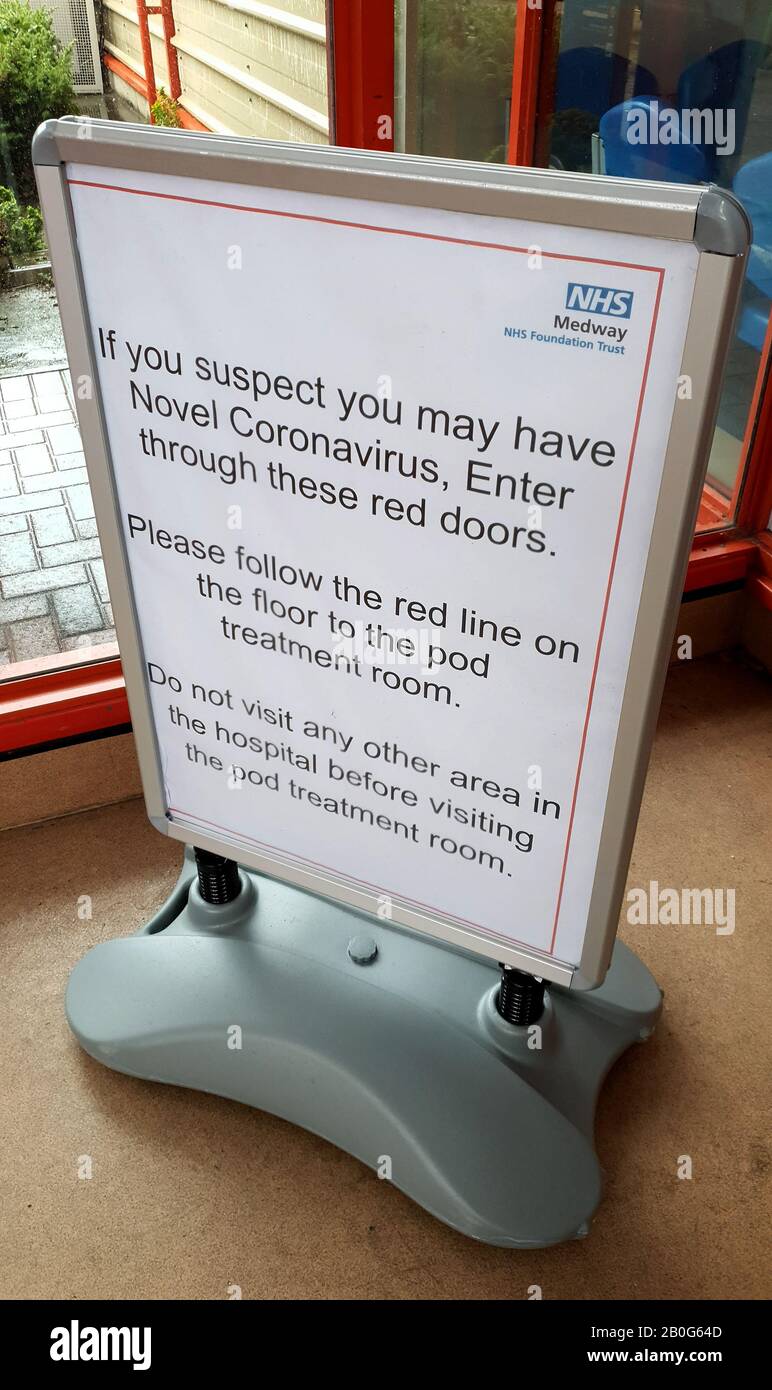 A sign at Medway Martine Hospital in Gillingham, Kent, giving ...