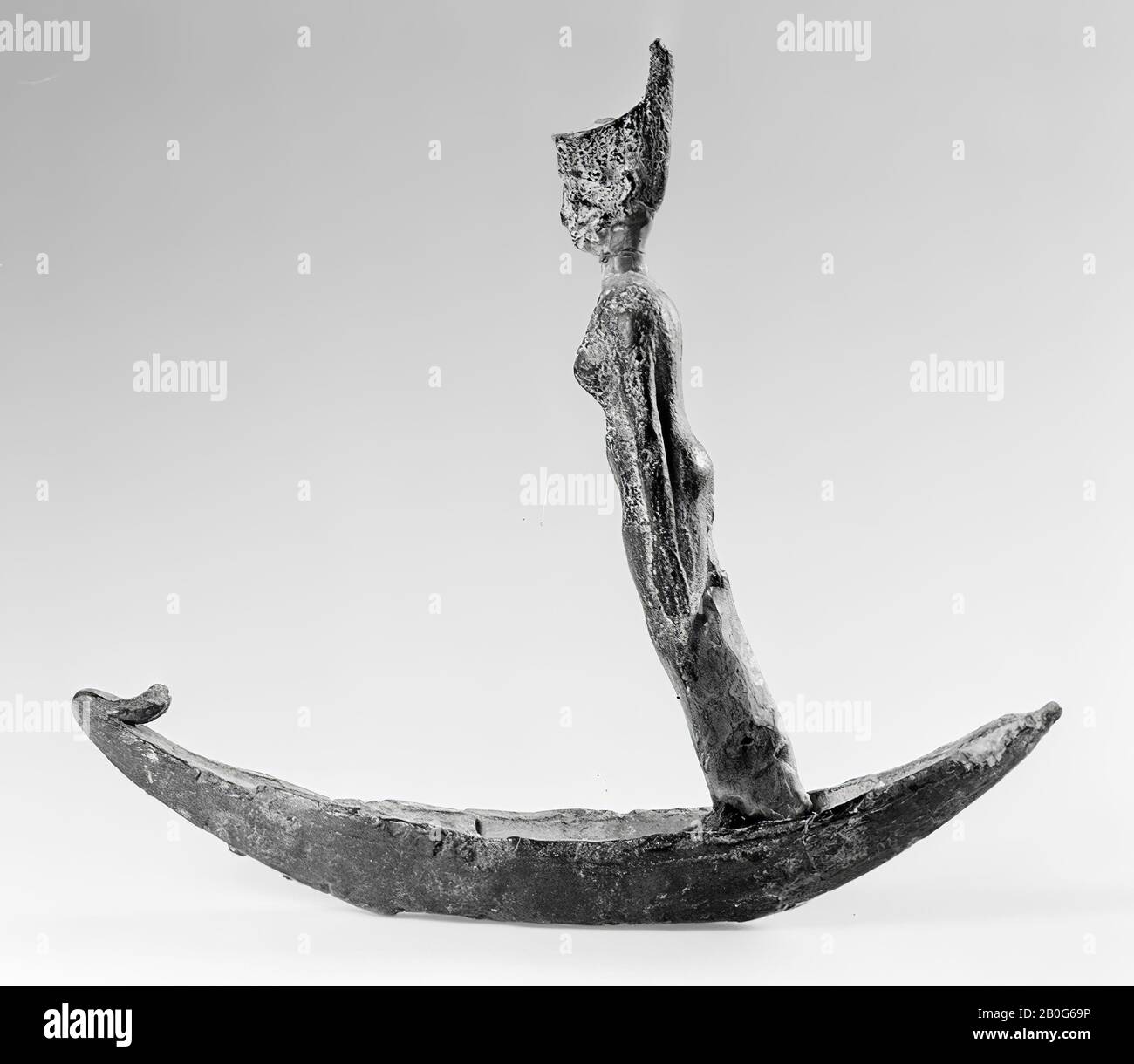 Neith, boat, votive statue, wax, 14.6 x 3 x 17 cm, Greco-Roman Period ...