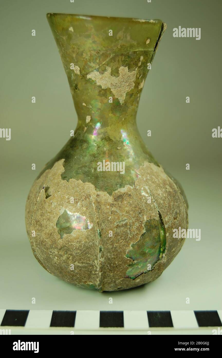 Bottle with broad, more or less pear-shaped belly and funnel-shaped ...
