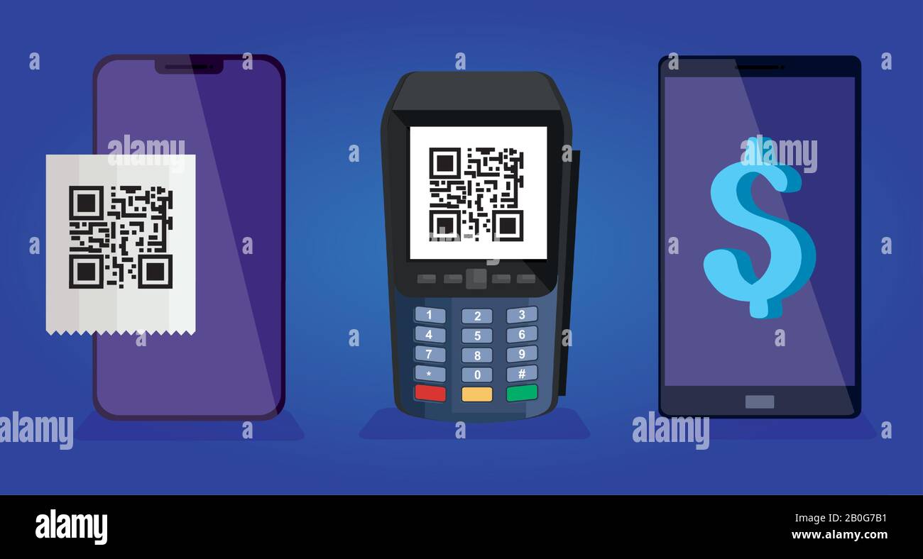 set poster of scan code qr and icons Stock Vector Image & Art - Alamy