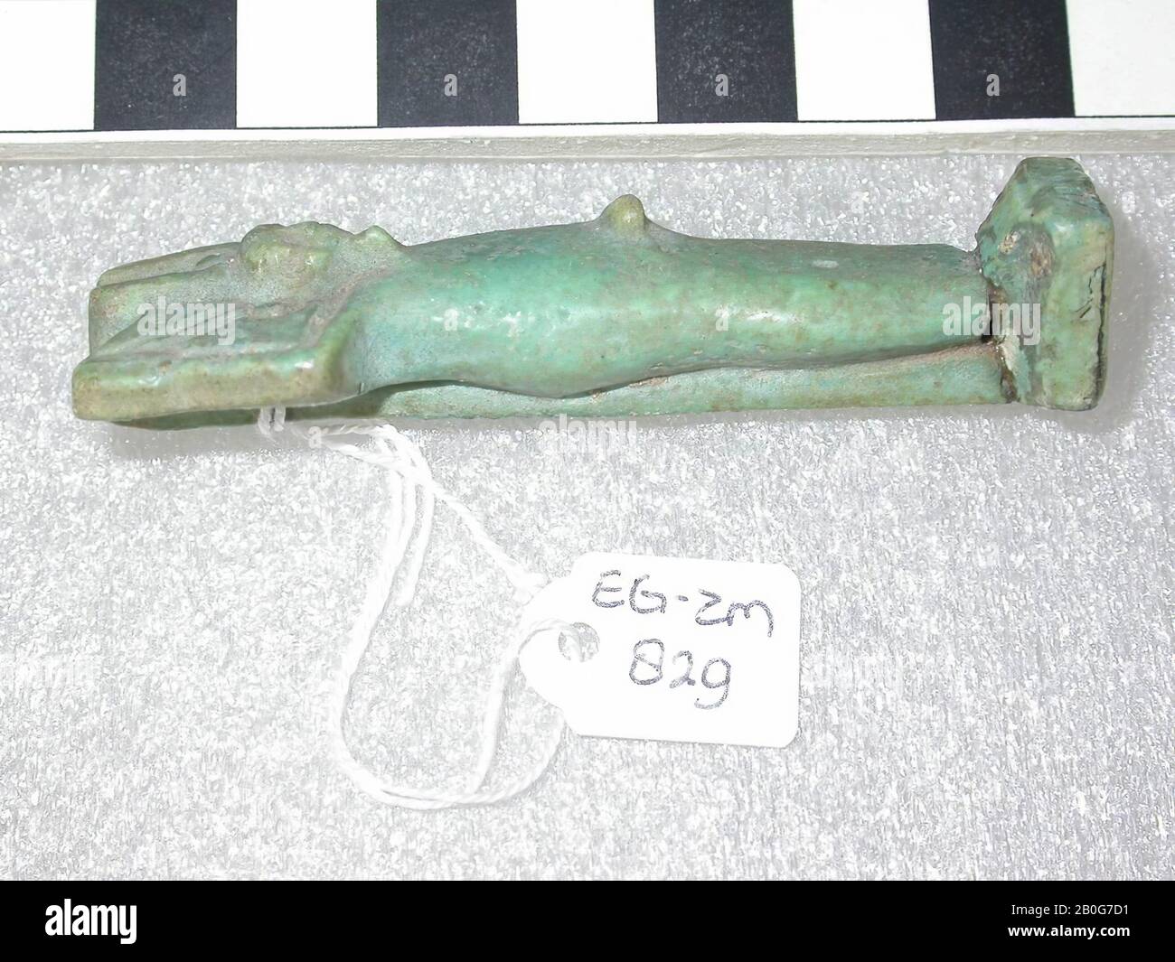 statue, god, Min, standing, flagellum, sun disk, palm, amulet, god ...