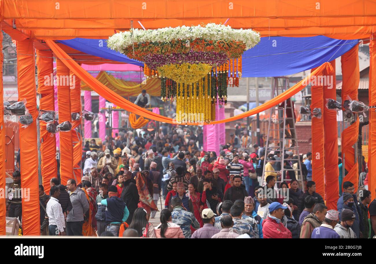 Kathmandu, Nepal. 20th Feb, 2020. People visit Pashupatinath Temple on ...