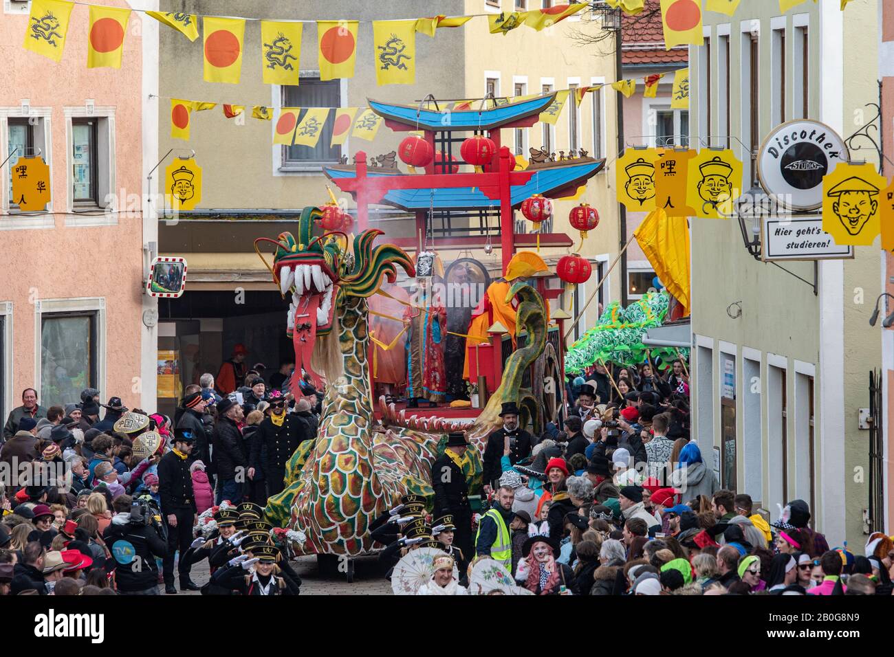 Dietfurt, Germany. 20th Feb, 2020. A Chinese dragon takes part in the ...