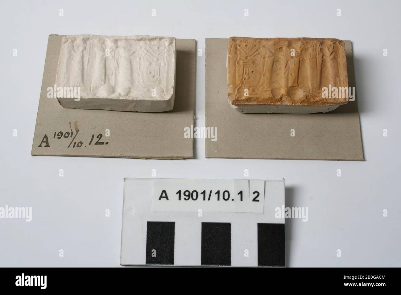 casting, impression, cylinder seal, sulfur, plaster, 2.7 x 4.5 x 2.1 cm ...