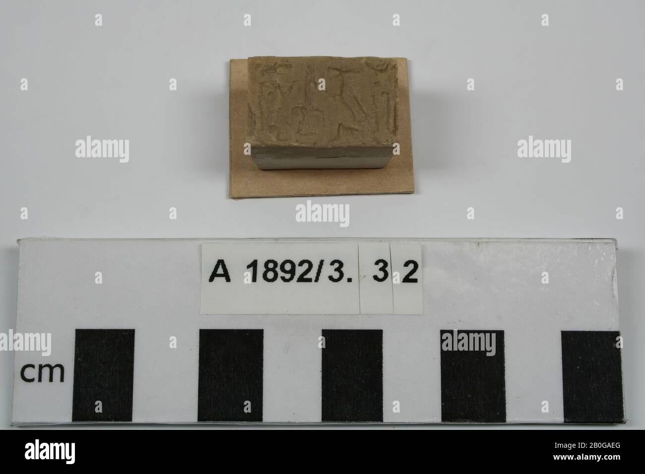 casting, cylinder seal, sulfur, plaster, 1.6 x 2.5 x 1.2 cm, cardboard ...