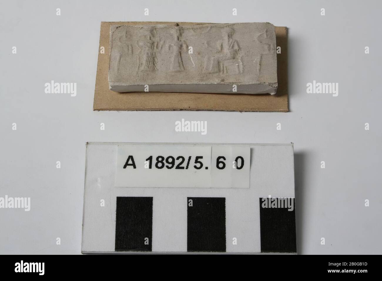 print, cylinder seal, plaster, 2.1 x 5 x 0.5 cm, cardboard: 3 x 5.8 cm ...