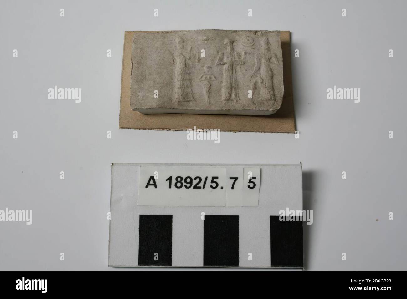 print, cylinder seal, plaster, 2.8 x 4.9 x 0.8 cm, cardboard: 3.7 x 5.7 ...