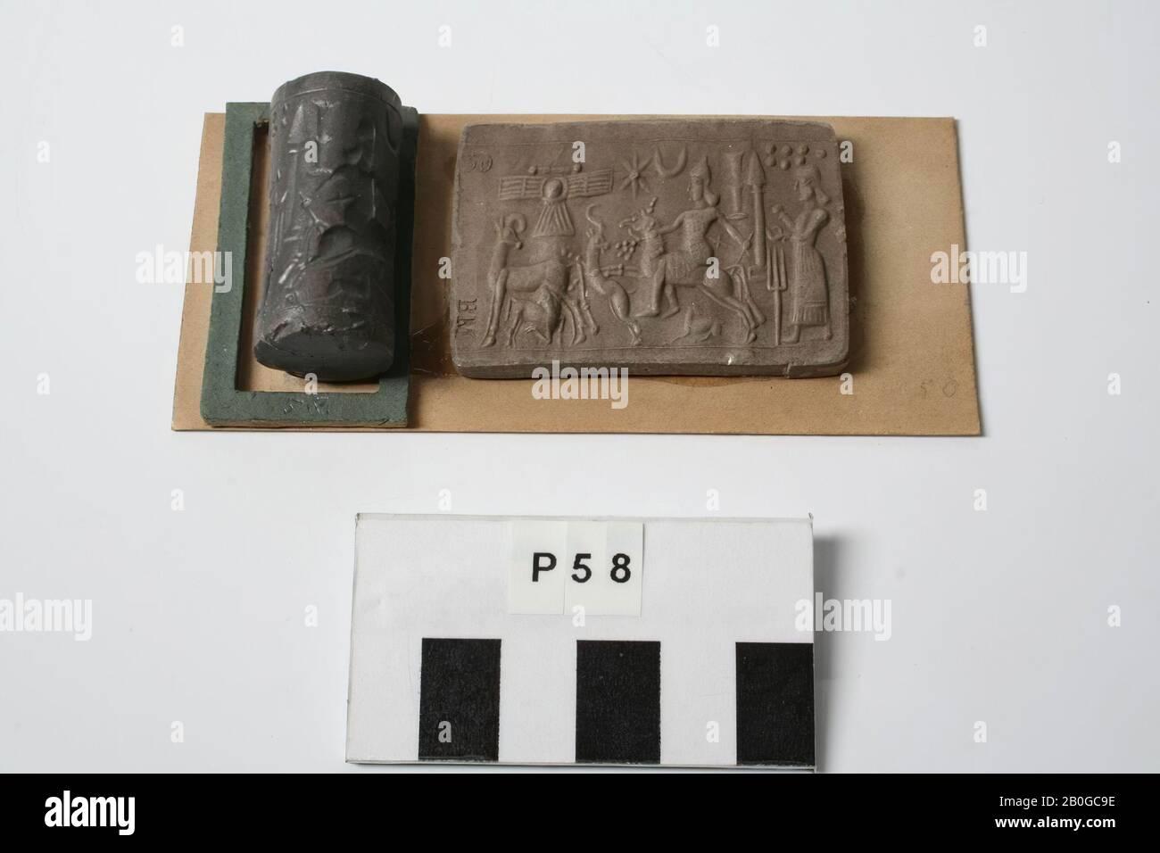 Sulfur casting and imprint of a Persian cylinder stamp from the British ...