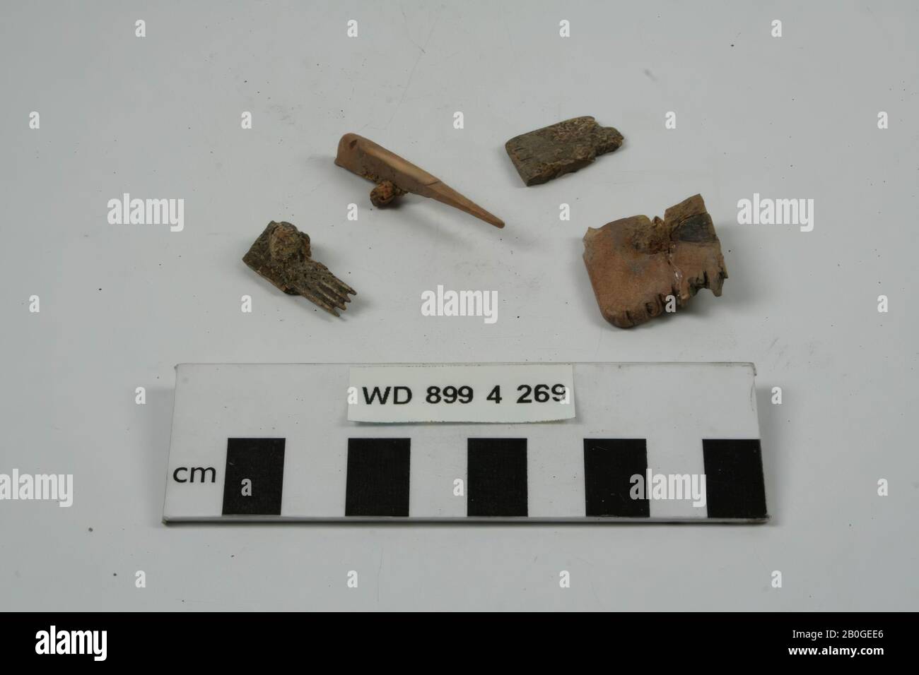 6 fragments of a leg comb, comb, fragments, organic, bone, metal, 2.5 x ...