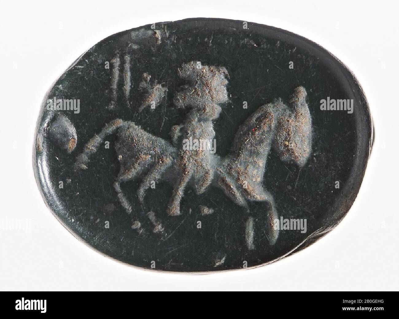 scarab, man, horse, seal, scarab, stone (green), 1,6 cm, Egypt Stock ...