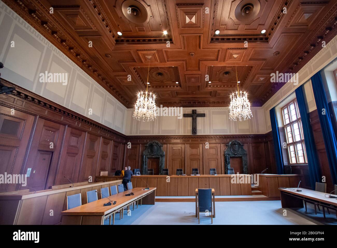 Nuremberg, Germany. 20th Feb, 2020. Interior view of court room 600 in ...