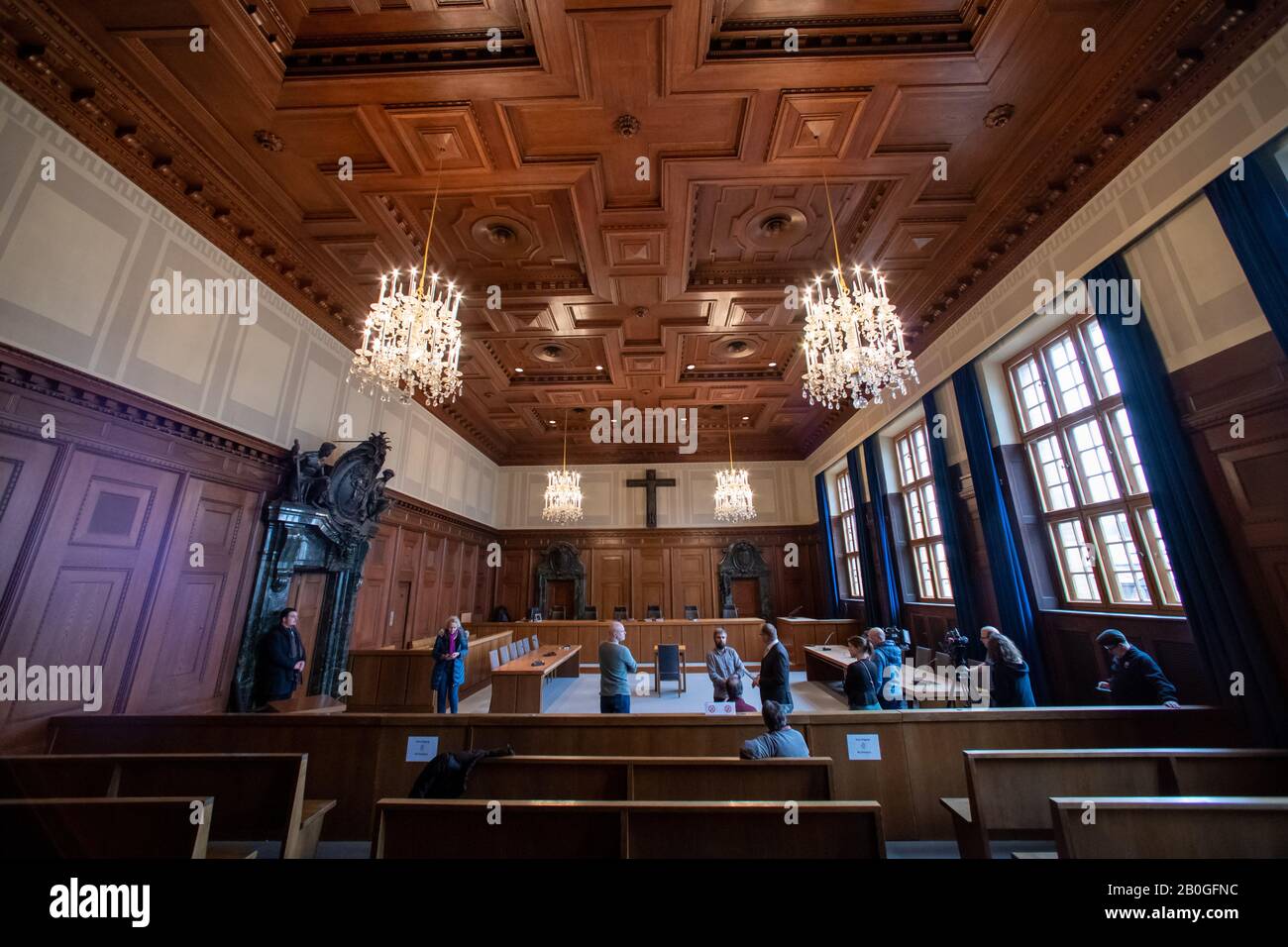 Nuremberg, Germany. 20th Feb, 2020. Interior view of court room 600 in ...