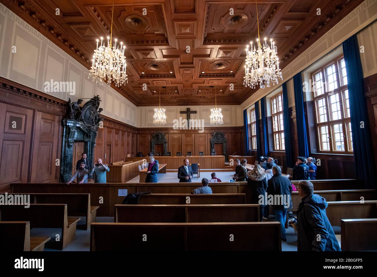 Nuremberg, Germany. 20th Feb, 2020. Interior view of court room 600 in ...