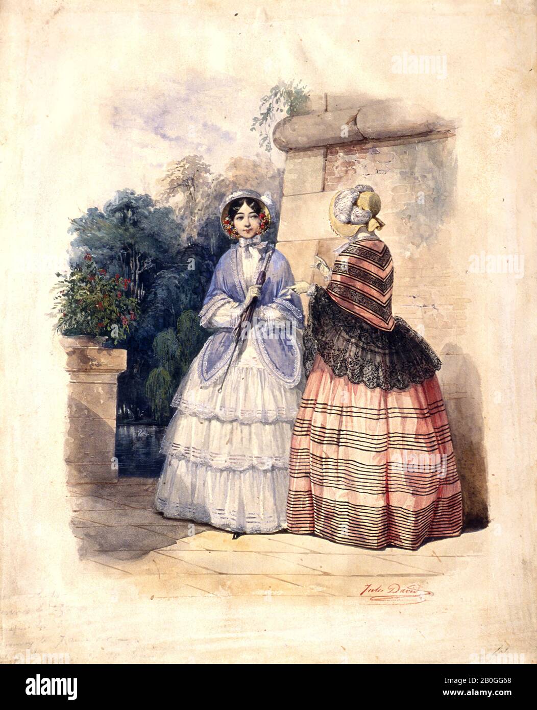 Jules David, French, 1808-1892, Fashion Drawing No. 1, 1849, Watercolor ...