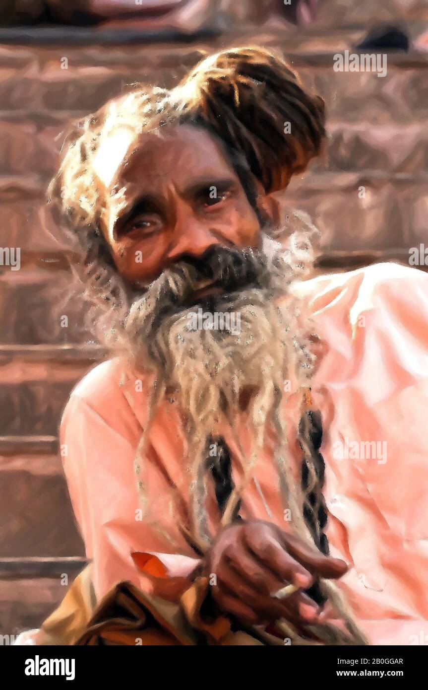 Digital Paintings: Naga Sadhu-3 Digital painting of a smiling Naga ...