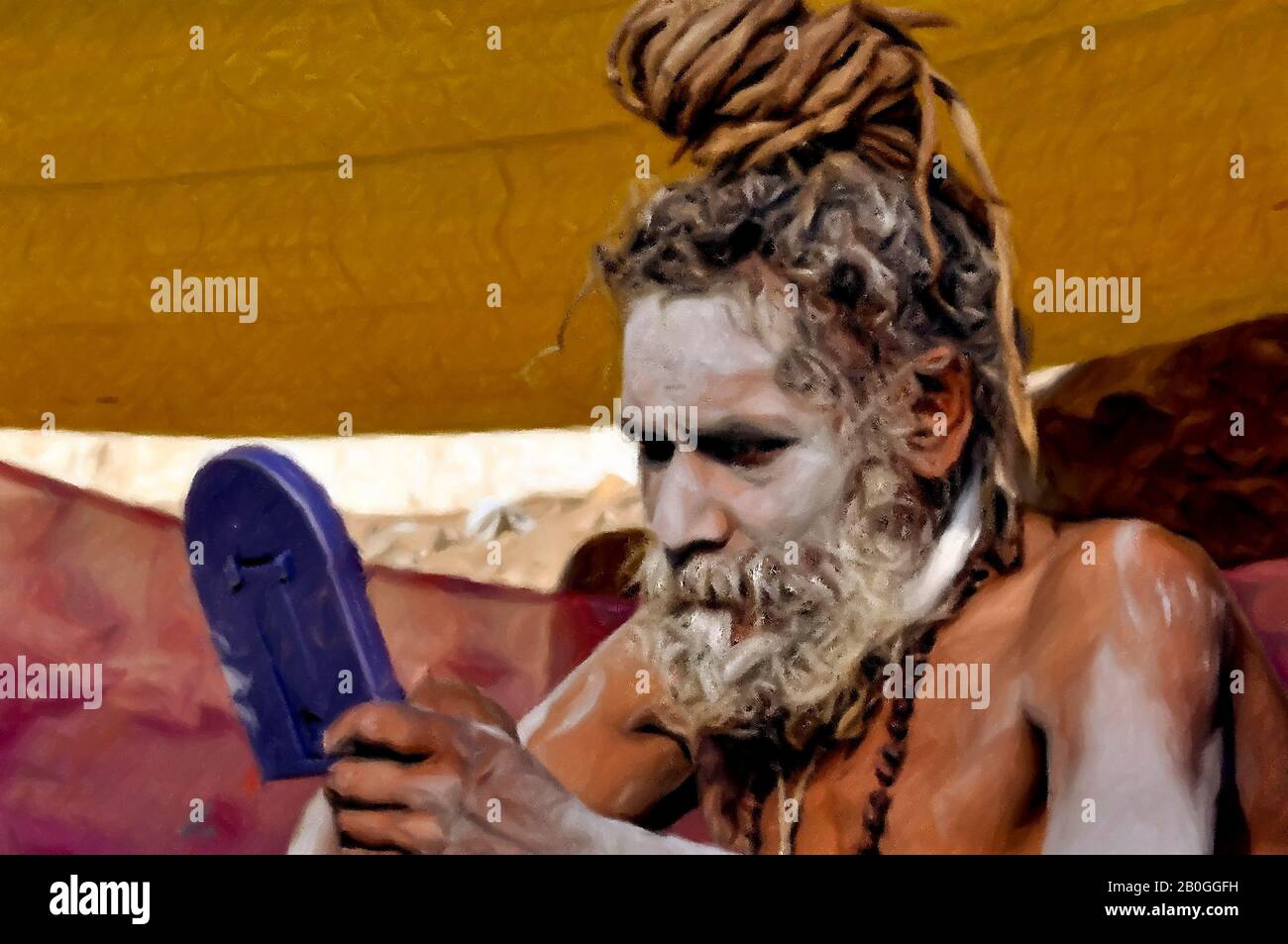 Digital Paintings: Naga Sadhu-5 Digital painting of an old Naga Sadhu ...