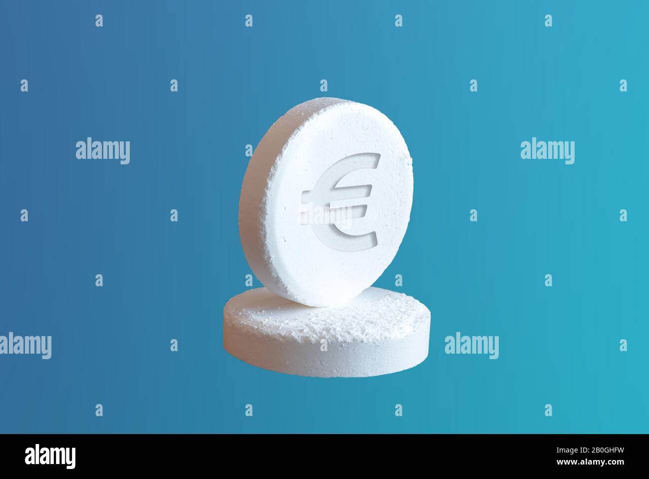 Two pills with Euro sign engraved Stock Photo - Alamy