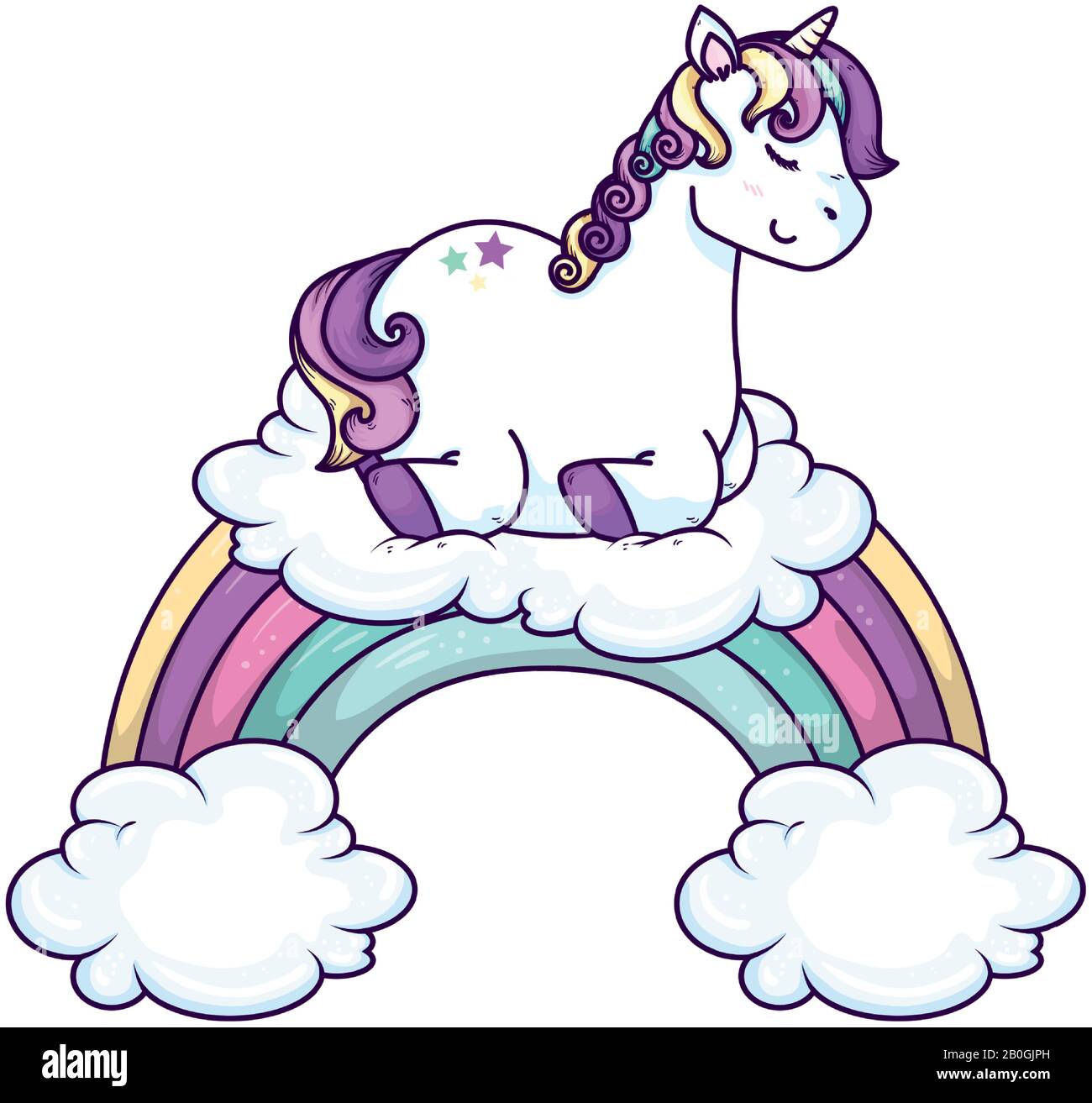cute unicorn with clouds and rainbow Stock Vector Image & Art - Alamy