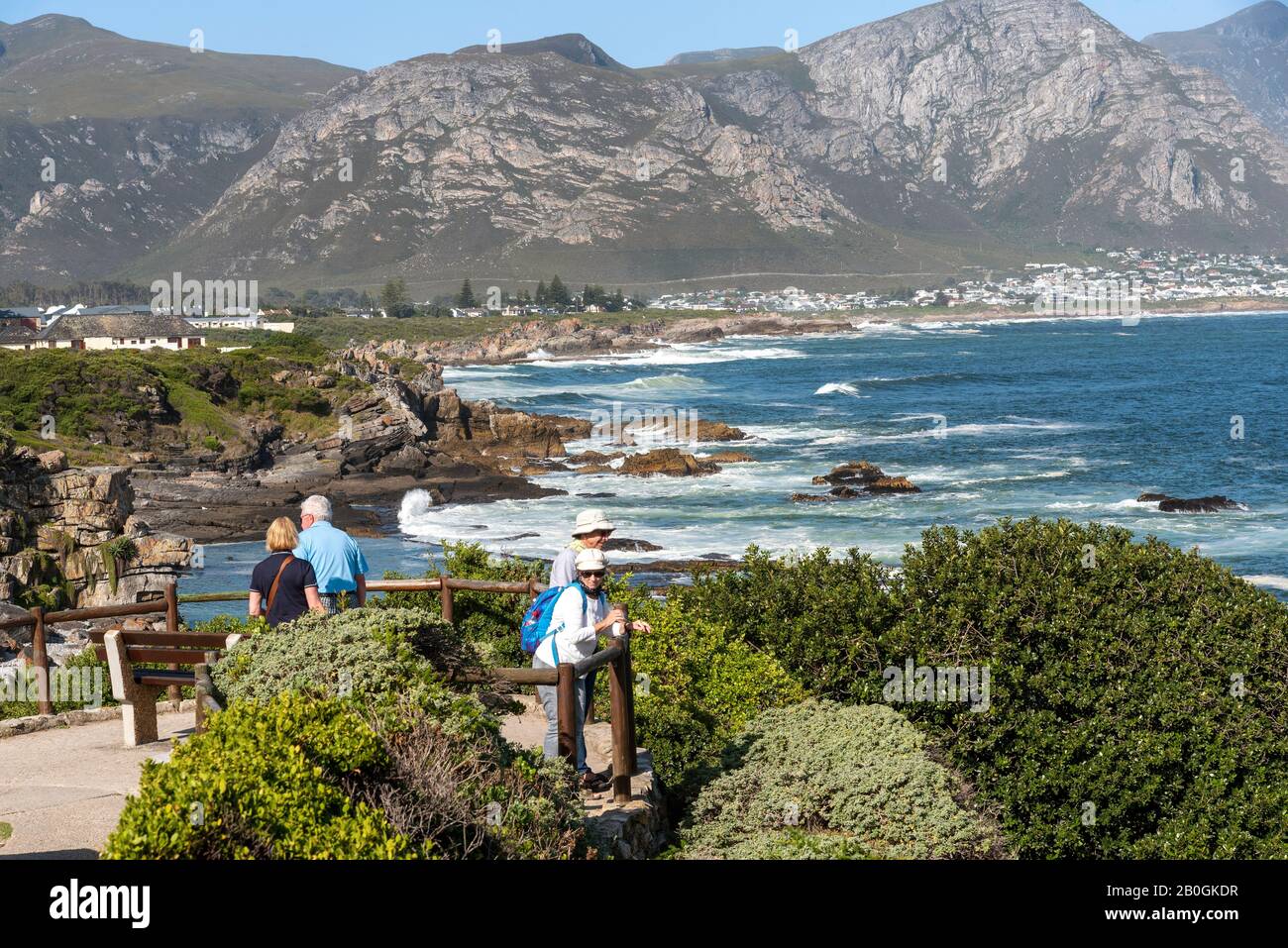 Hermanus, Western cape, South Africa. Dec 2019. People walking on the ...