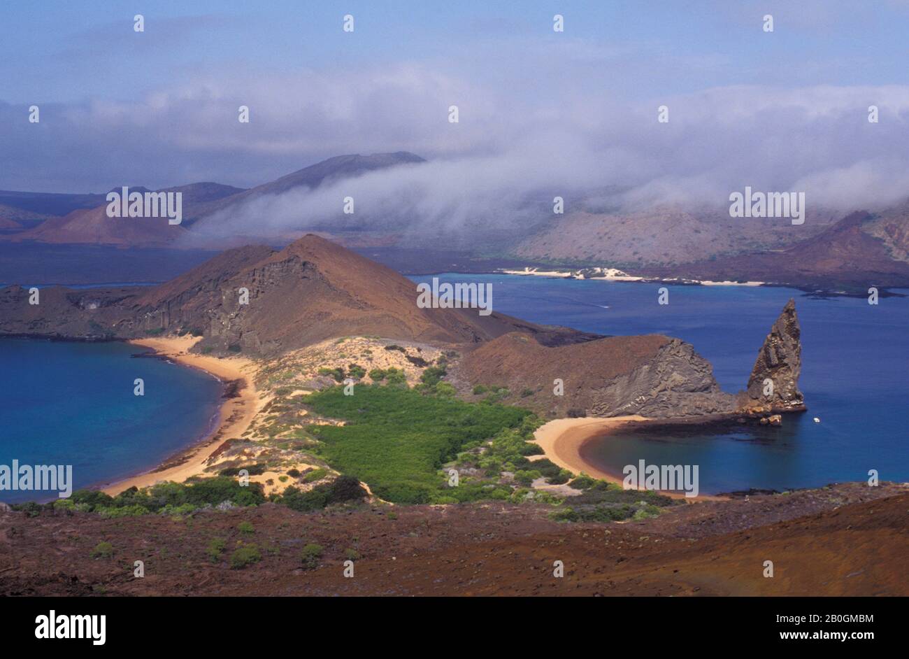 ECUADOR,GALAPAGOS ISLANDS, BARTOLOME ISLAND, VIEW OF PINNACLE ROCK ...