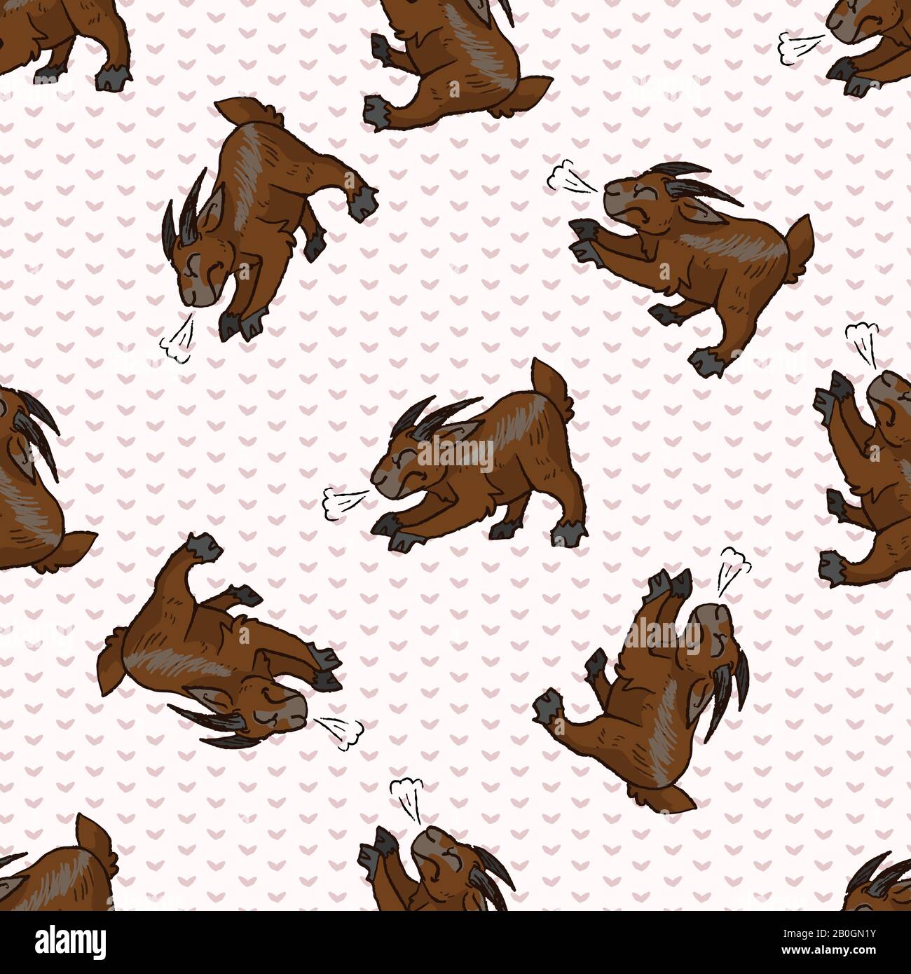 Hand drawn cute naive style angry goat seamless vector pattern. Cute ...