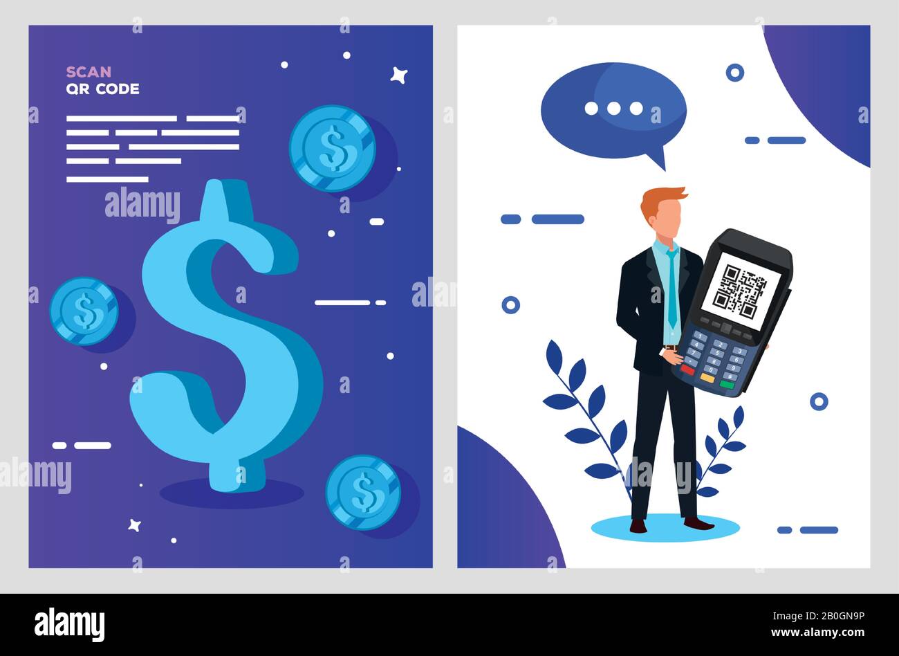 set poster of scan code qr and icons Stock Vector Image & Art - Alamy