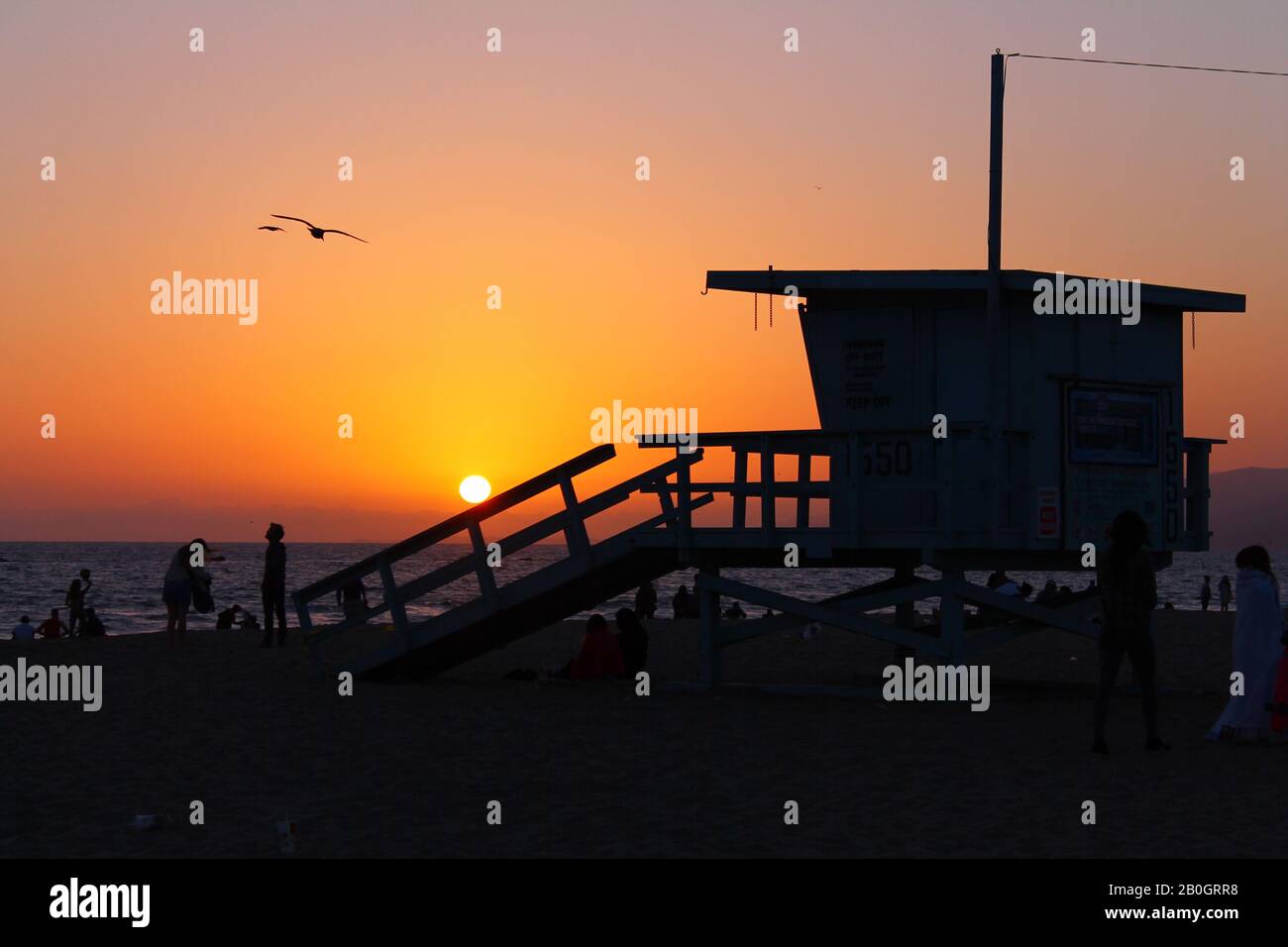 Baywatch sunset on the California coast Stock Photo - Alamy