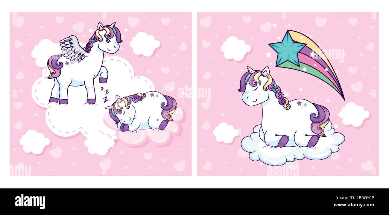 group of cute unicorns fantasy Stock Vector Image & Art - Alamy
