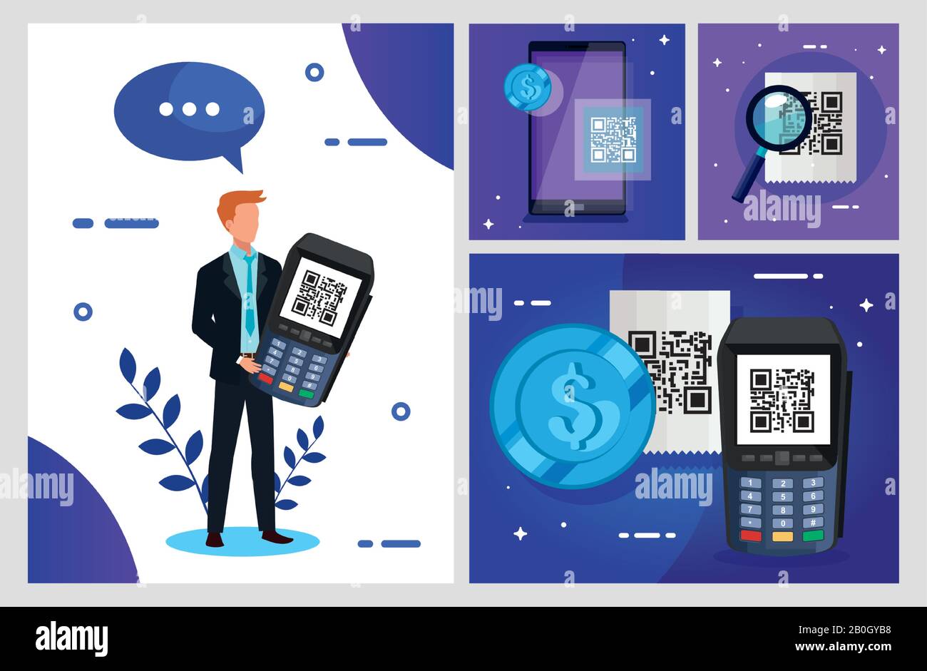 set poster of scan code qr and icons Stock Vector Image & Art - Alamy