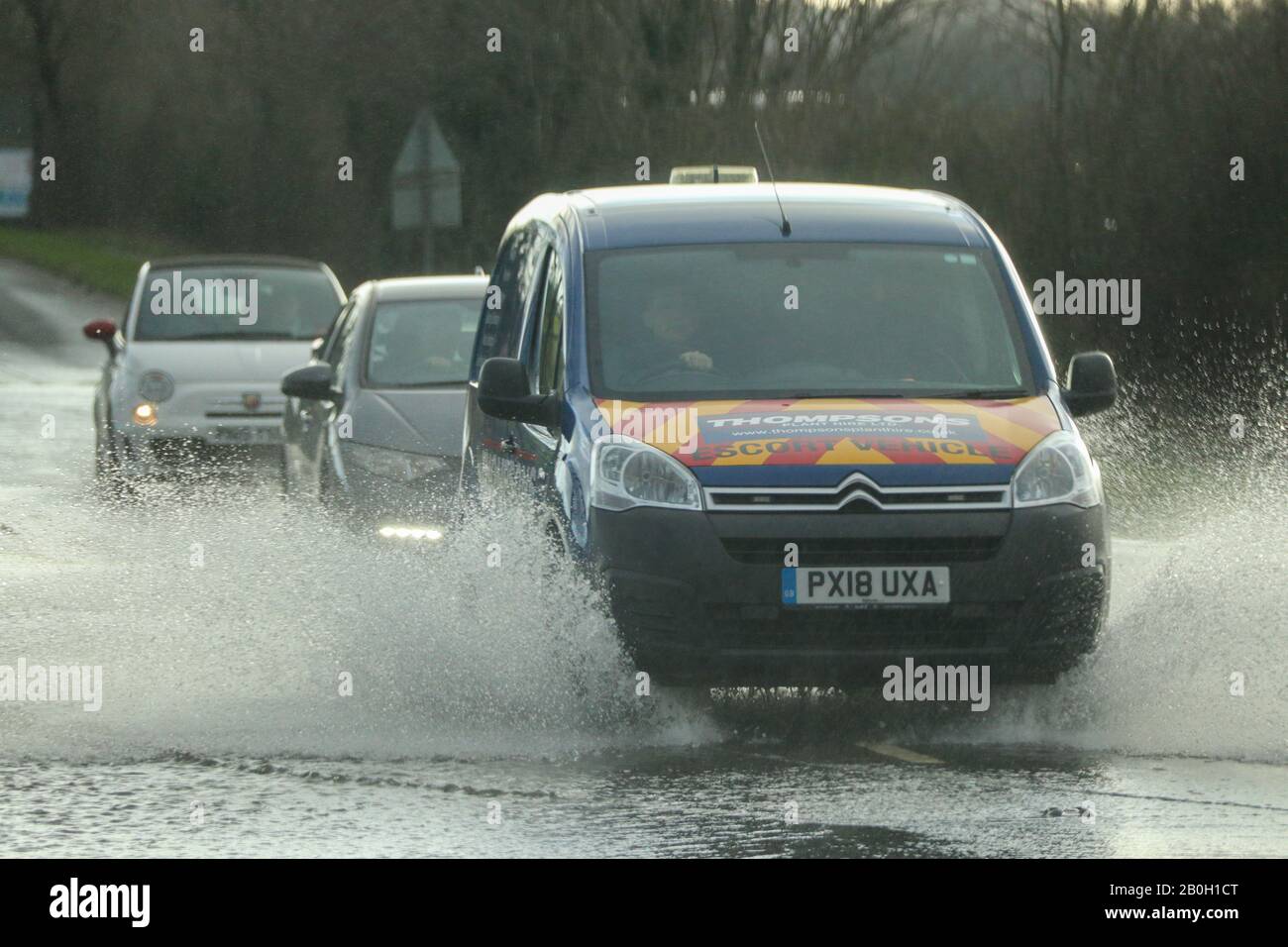 Carnforth Lancashire, United Kingdom. 20th Feb, 2020. Flooding on the ...