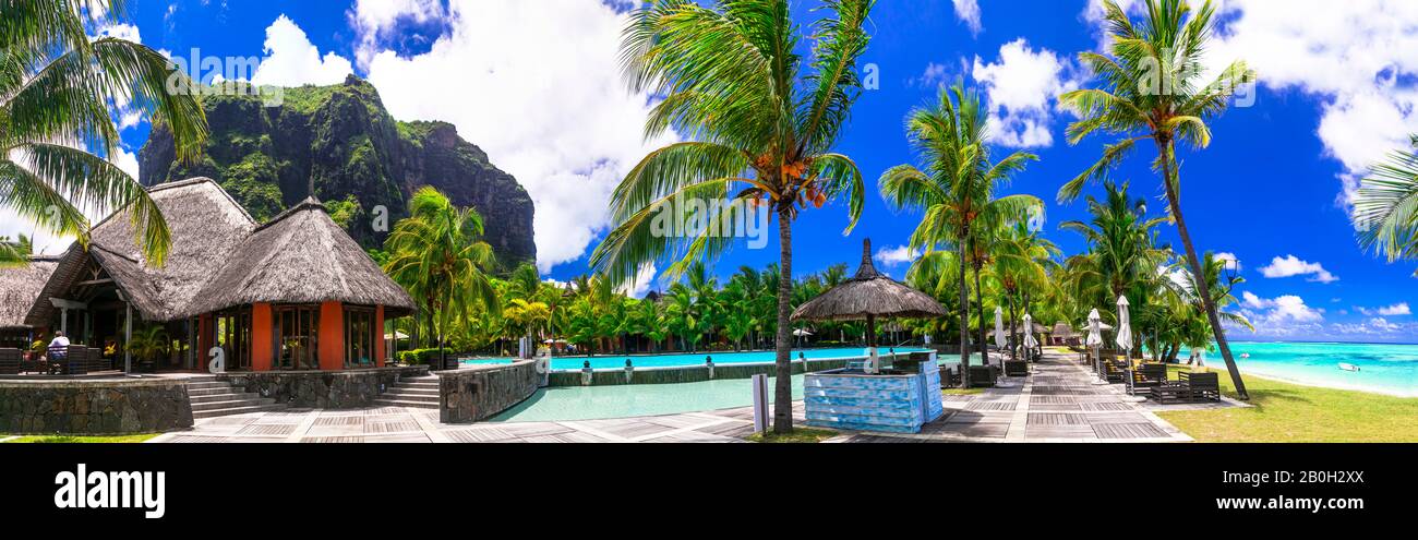 Tropical island scenery. Mauritius with beautiful beaches and luxury ...
