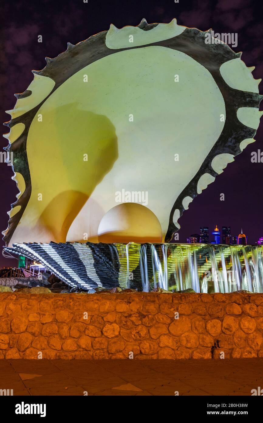 Doha, Qatar - 18-01-2020: Famous monument Shell with Perl is landmark ...