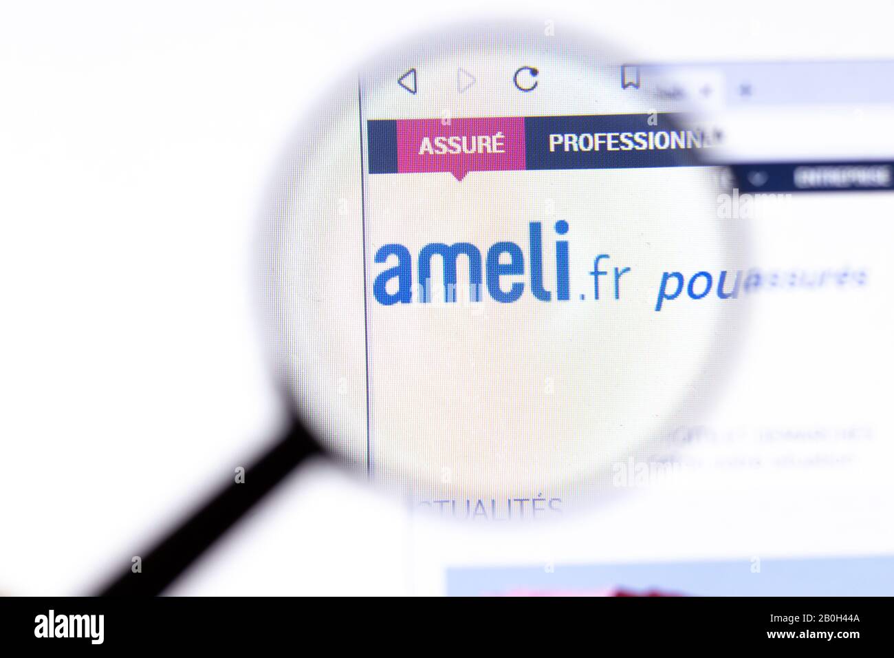 Los Angeles, California, USA - 18.02.2020: Ameli website page with close up logo. Ameli.fr site ...