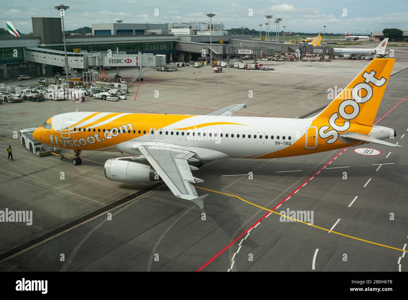 19.12.2019, Singapore, , Singapore - A Scoot Airlines Airbus A320 ...