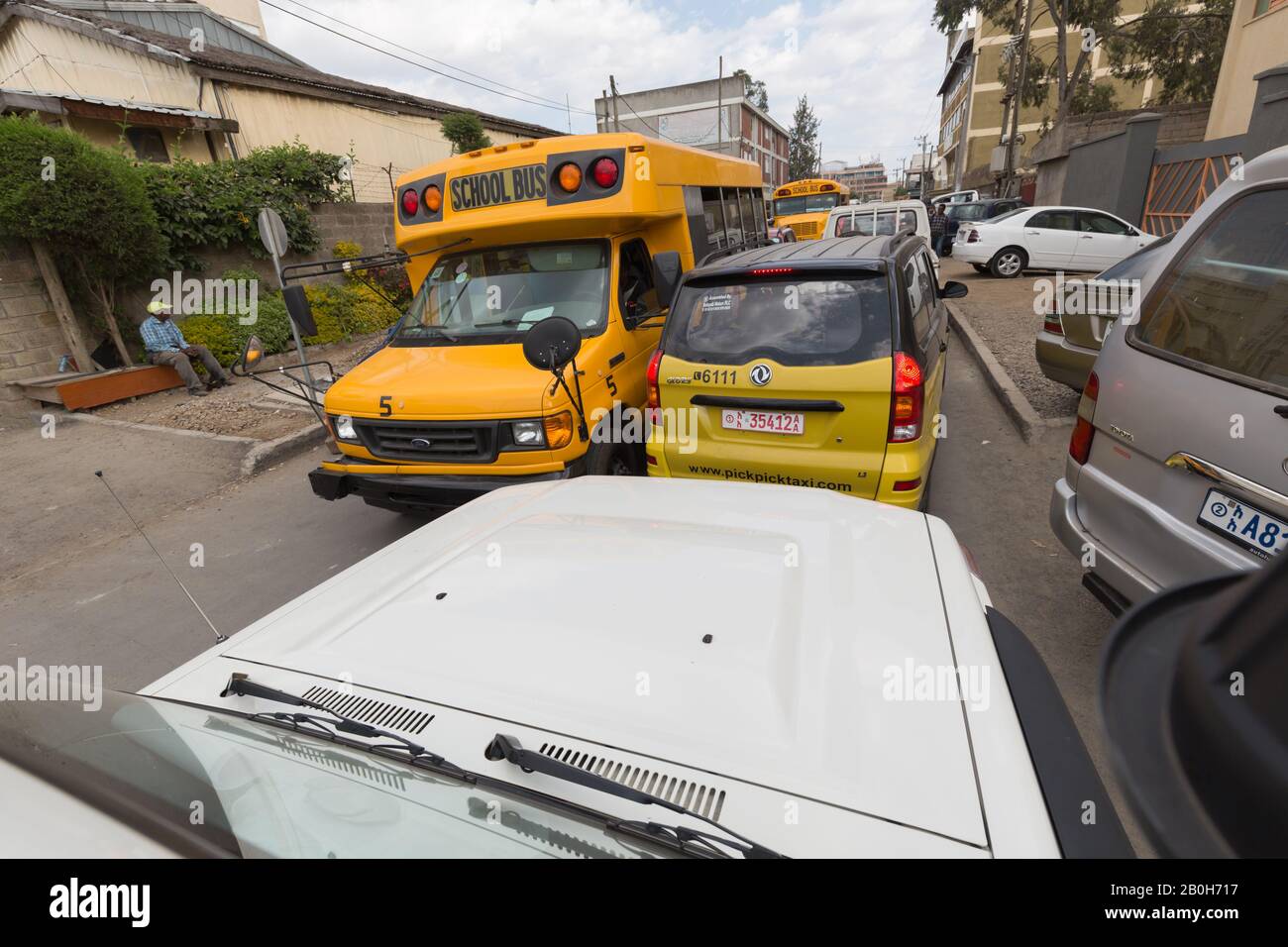 01.11.2019, Addis Ababa, Addis Ababa, Ethiopia - A yellow school bus of ...