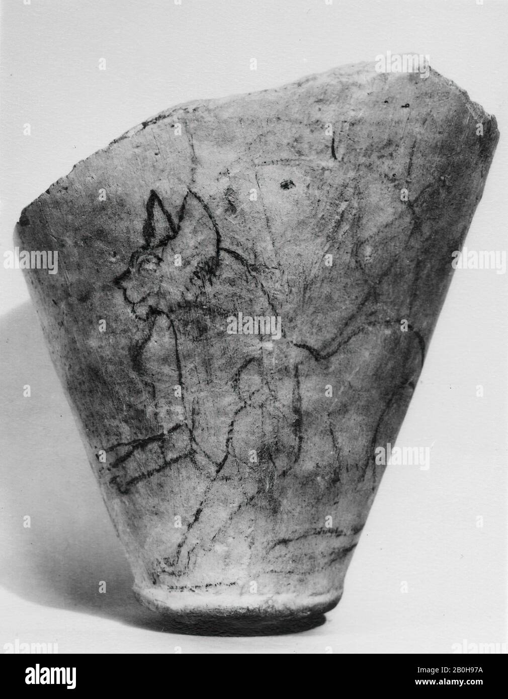 Ostracon with the Drawing of a Cat, New Kingdom, Dynasty 18, reign of ...