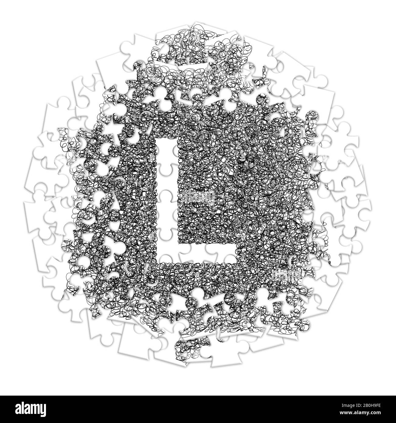 Letter L. Hand made font drawn with graphic pen on white background in ...