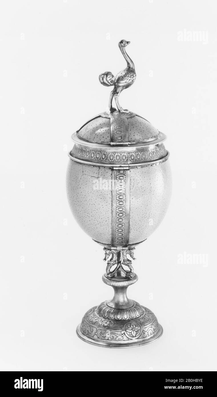 Cup with cover, British, London, 1591, British, London, Ostrich egg ...