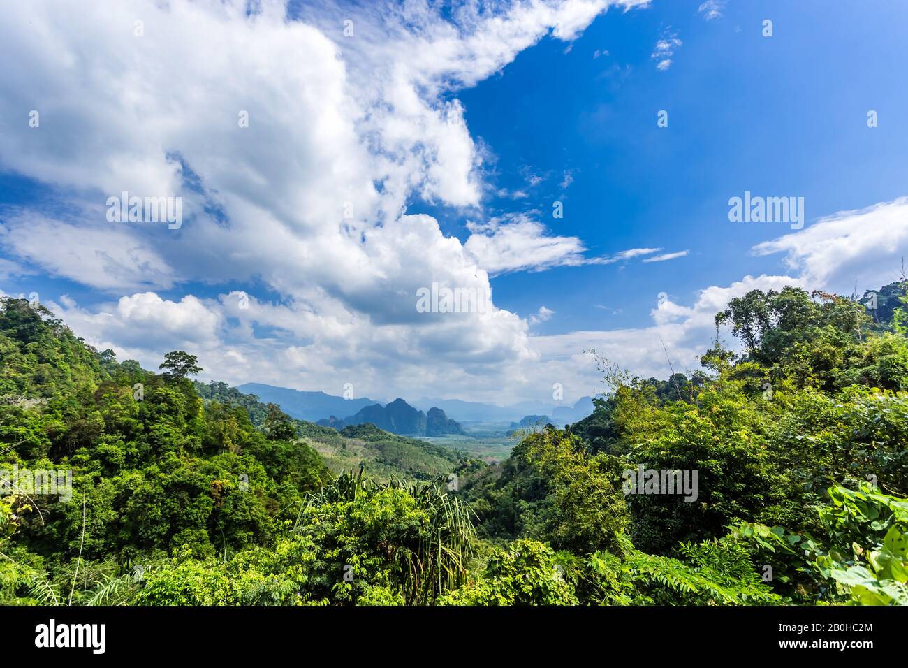 High view beautiful nature landscape of the mountain sky and Green ...
