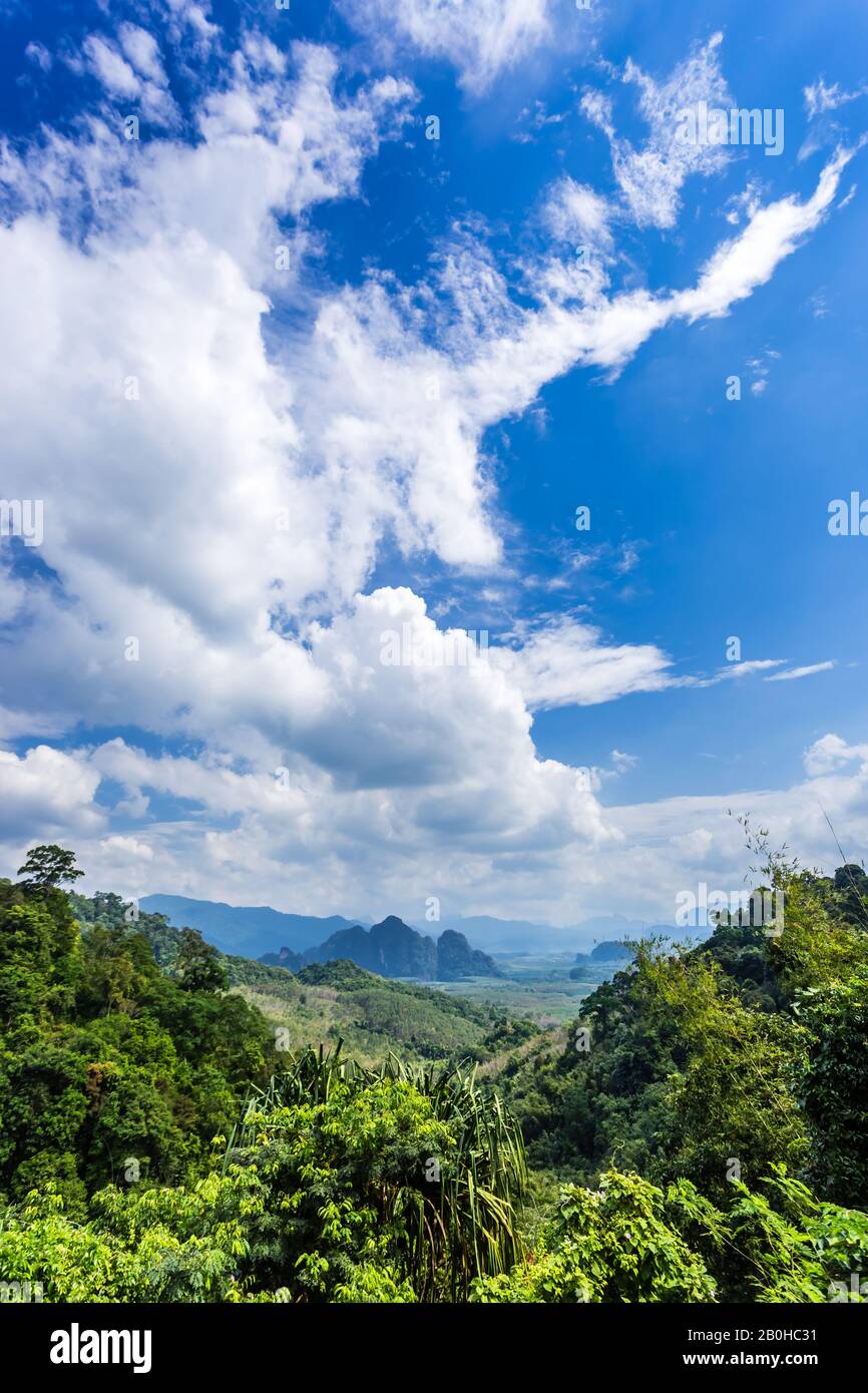 High view beautiful nature landscape of the mountain sky and Green ...