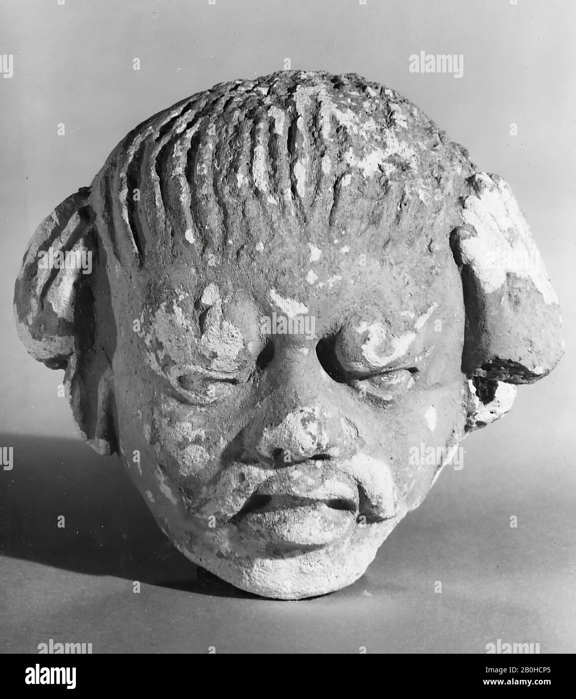 Head of a Male Figure with a Mustache, Afghanistan (Hadda), 4th–5th ...