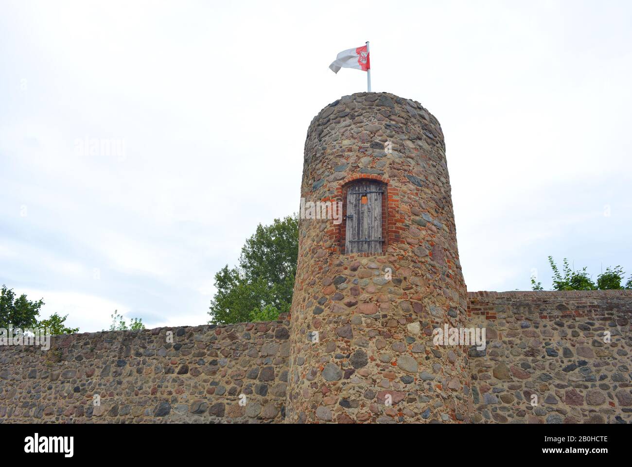 Templin, Germany the medieval town defense wall with the Owl Tower and ...