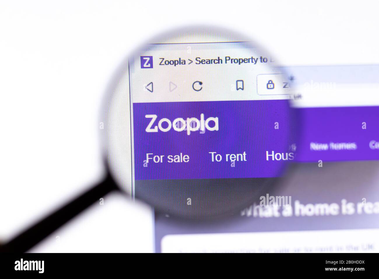 Los Angeles, California, USA - 18.02.2020: Zoopla website page with ...