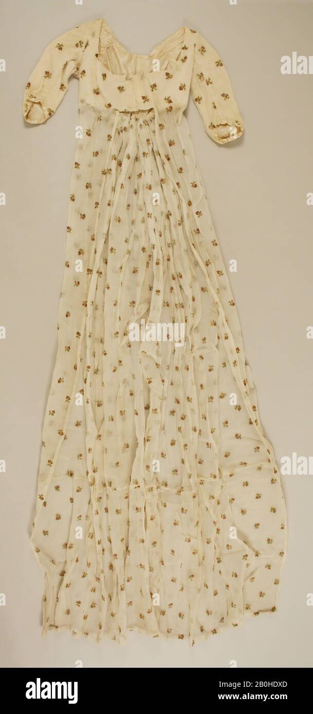 Dress, British, ca. 1801, British, cotton, silk Stock Photo - Alamy