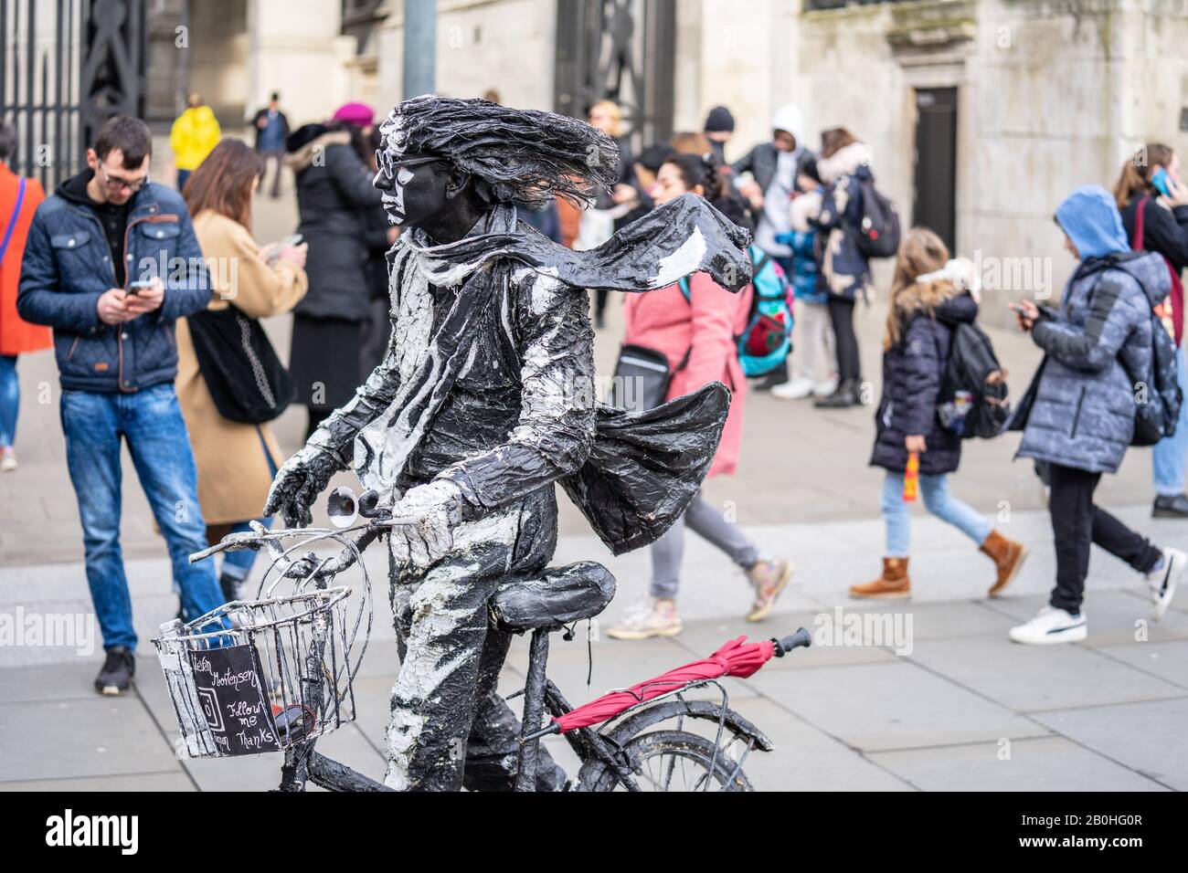 London, January 26, 2020. A living statue is a street artist who poses ...