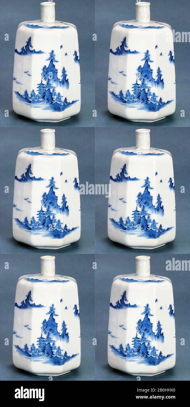 Octagonal Sake Bottle with Landscape Design, Japan, Edo period (1615 ...