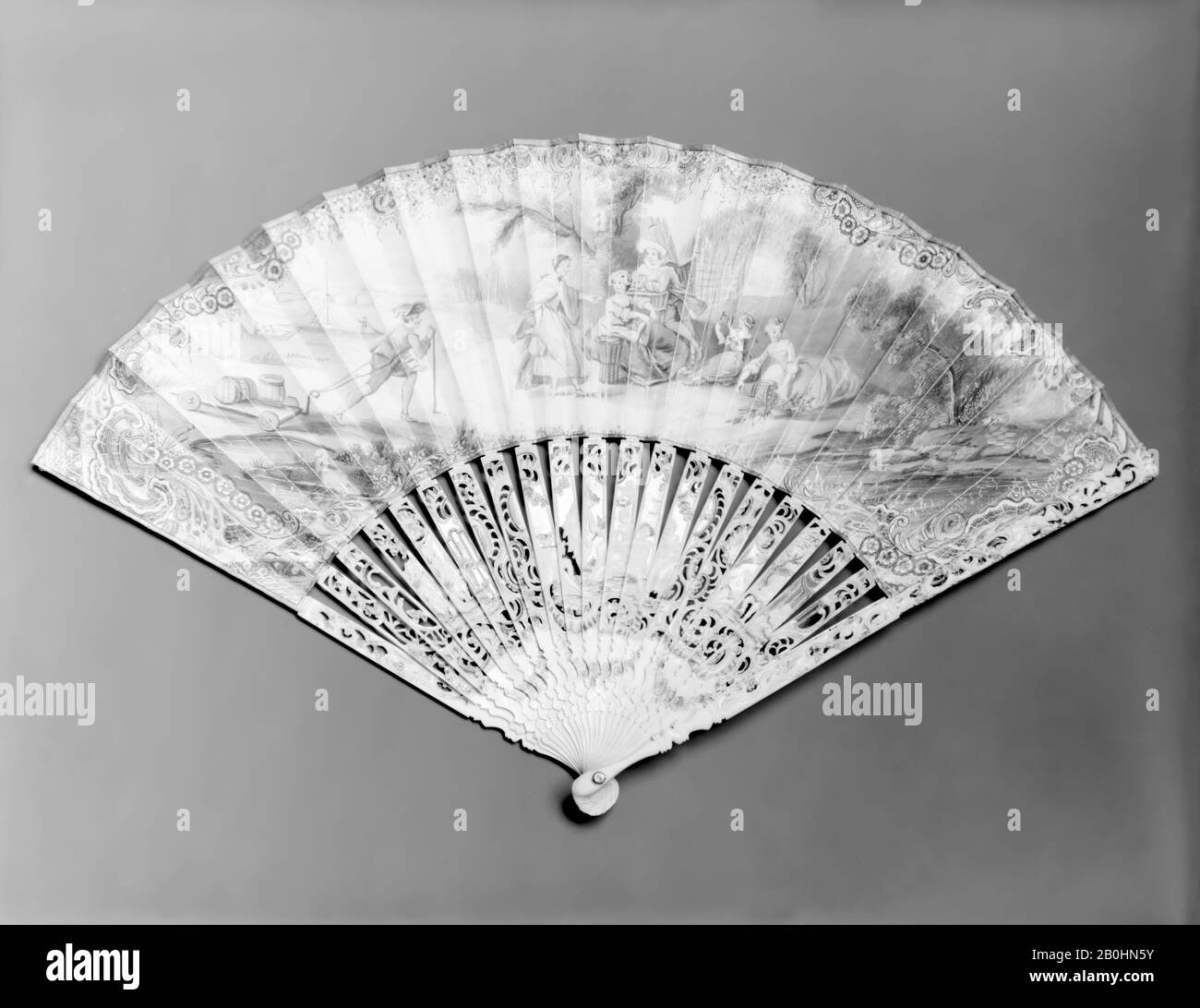 Fan, French, 18th century, French, 10 1/2 x 18 in. (26.7 x 45.7 cm ...