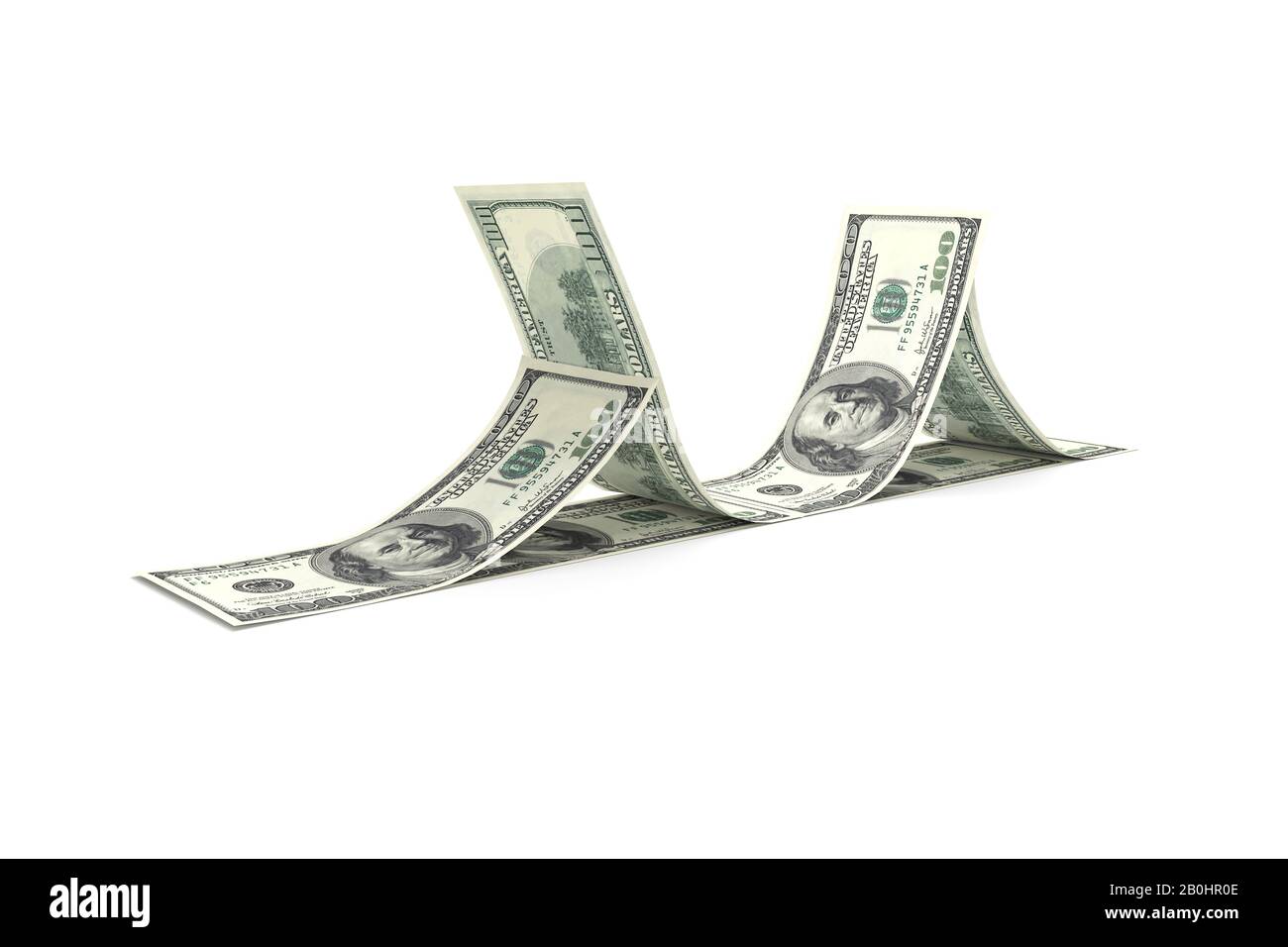 3d rendering, stack of one hundred dollar banknotes, isolated on white ...