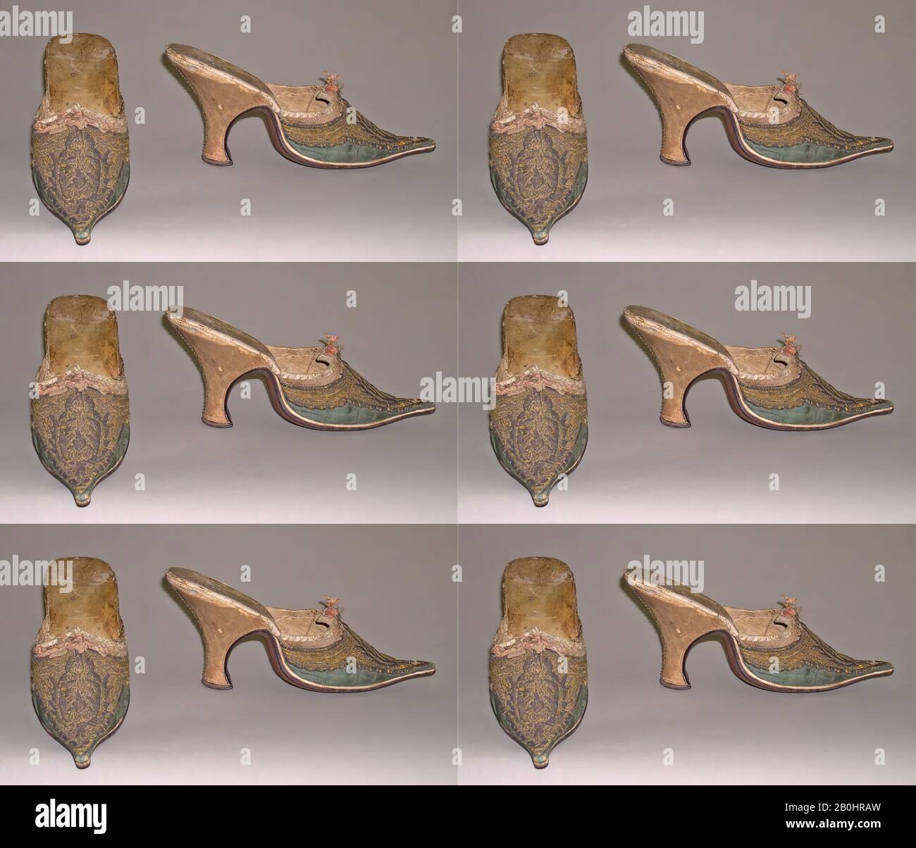 Mules, French, 1710–29, French, leather, silk Stock Photo - Alamy